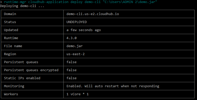 Deploy Applications To Runtime Manager Using Anypoint Cli